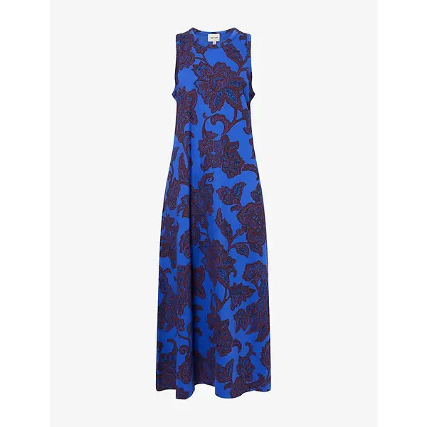 ME+EM Floral Sleeveless Cotton Maxi Dress