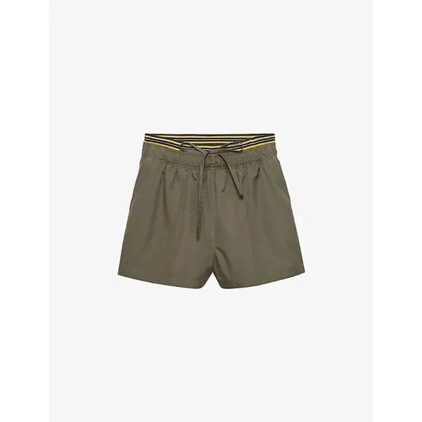 Prada Enamelled Triangle-logo Cotton Poplin Shorts - Green