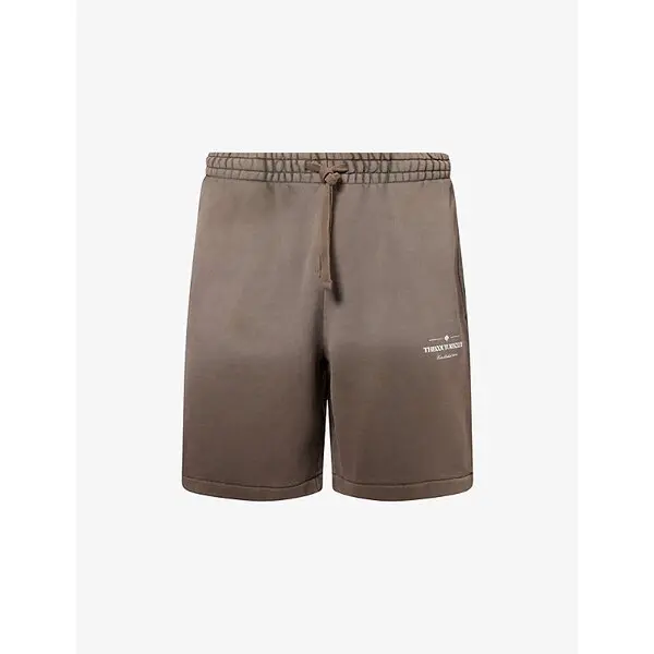 THE COUTURE CLUB Spray-wash Logo-print Cotton Shorts - Brown