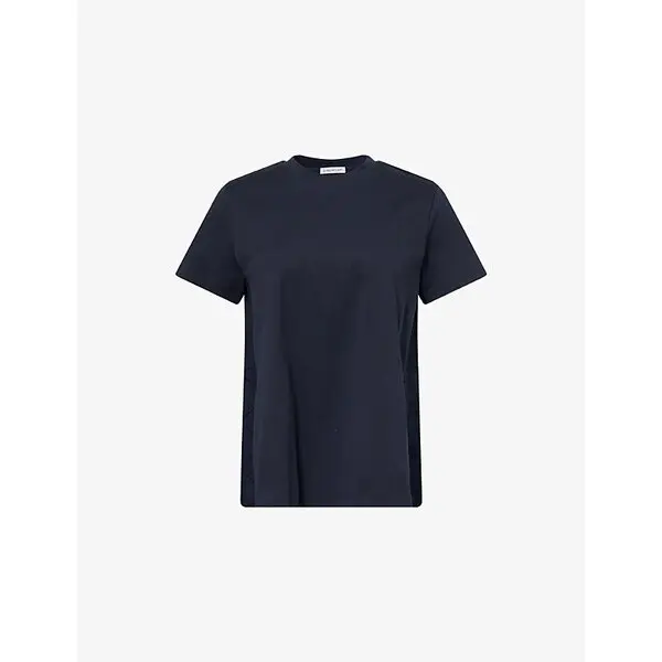 Moncler Embroidered Logo Cotton T-shirt - Navy