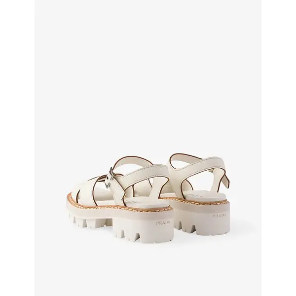 Prada Tread-sole Leather Sandals - Neutral