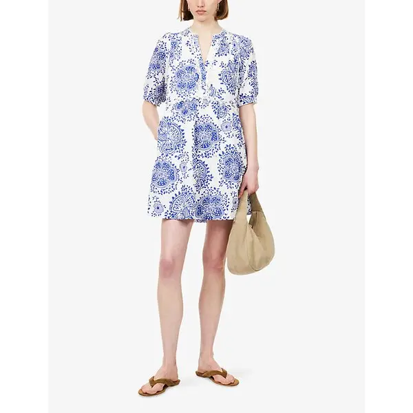 ME+EM Floral Lace-trim Cotton Mini Dress