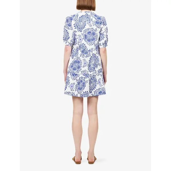 ME+EM Floral Lace-trim Cotton Mini Dress
