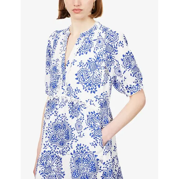 ME+EM Floral Lace-trim Cotton Mini Dress