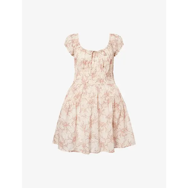 Paige Floral Cotton Mini Dress - Bone/sunset