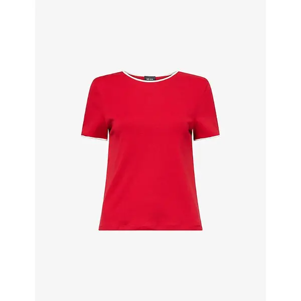 ME+EM Round-neck Cotton T-shirt - Deep Carmine Red/lig