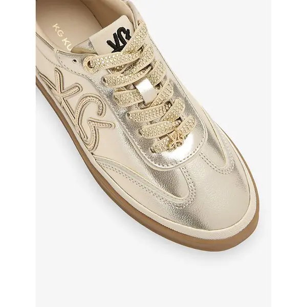 Kurt Geiger Leena Metallic-leather Trainers - Gold Comb