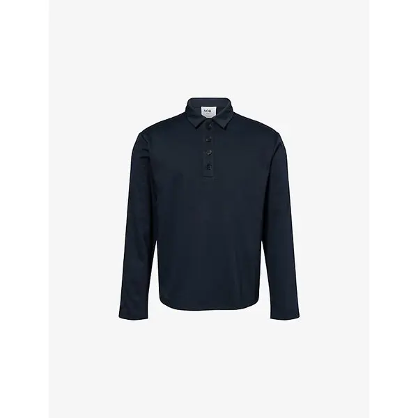 NOBL Patrick Long-sleeve Jersey Polo Top - Navy