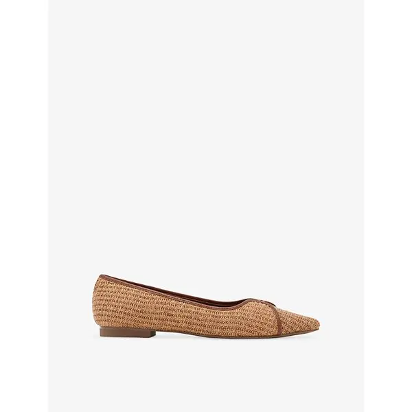 REISS Evelyn Raffia Ballet Flats - Natural