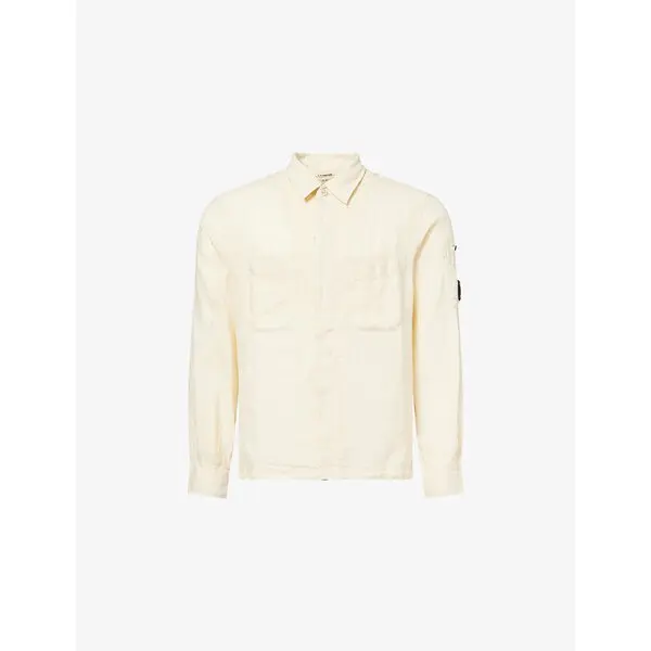 C.P. COMPANY Patch-pocket Logo-hardware Linen Shirt - Frozen Dew
