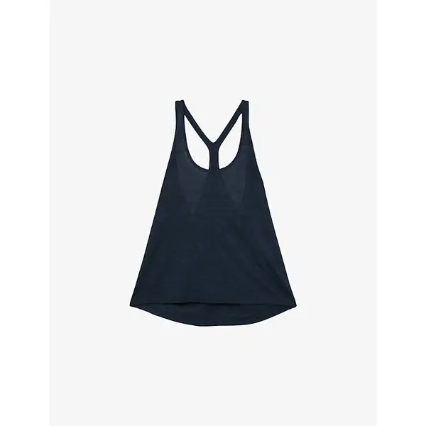 REISS Lidie Racer-back Linen Vest - Navy