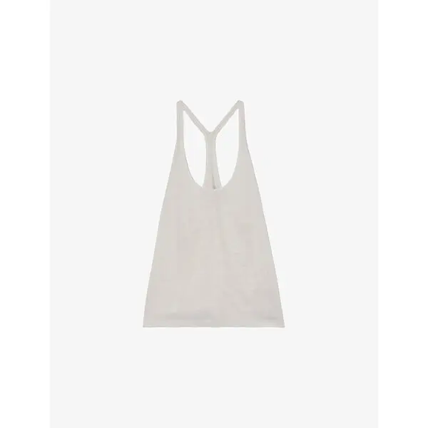 REISS Lidie Racer-back Linen Vest - White