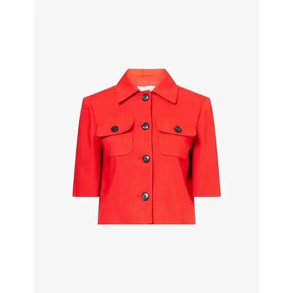 ME+EM Boxy-fit Tailored Woven Jacket - Lipstick Red