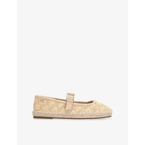 Kurt Geiger Noma Raffia Ballet Flats - White/comb