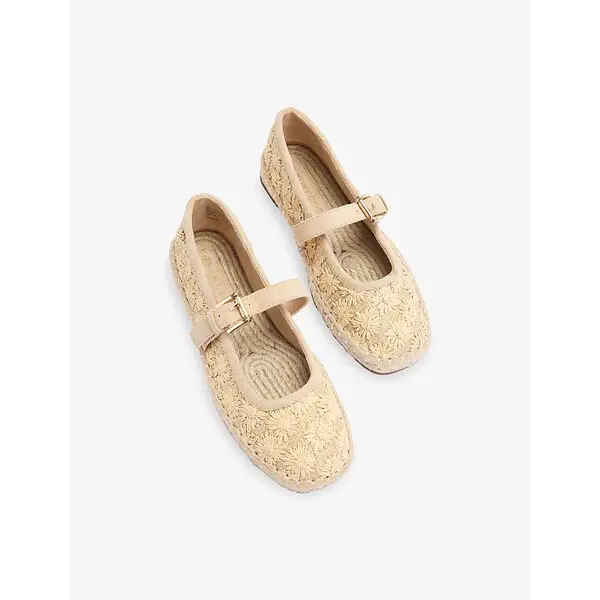 Kurt Geiger Noma Raffia Ballet Flats - White/comb