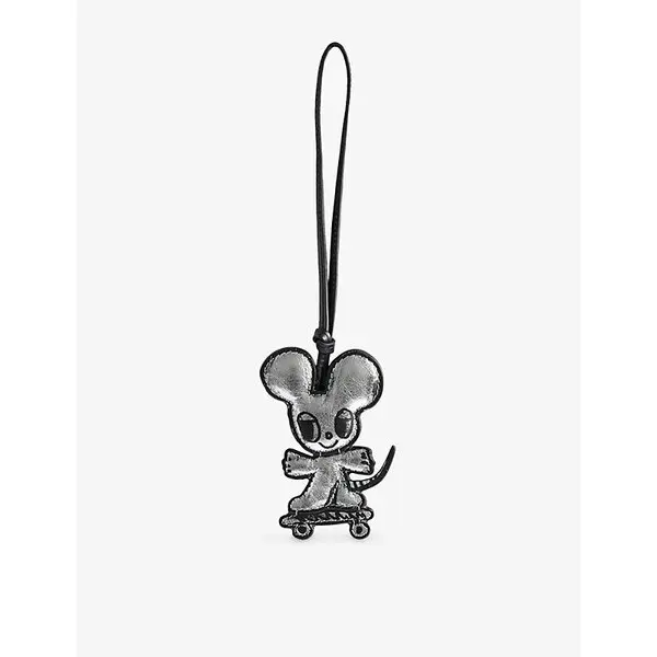 Zadig&Voltaire Skater Mouse Leather Bag Charm - Silver
