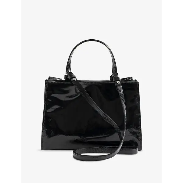 Zadig&Voltaire Jack Branded Patent-leather Handbag - Black