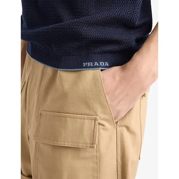 Prada Logo-intarsia Silk-cotton Polo Shirt - Blue