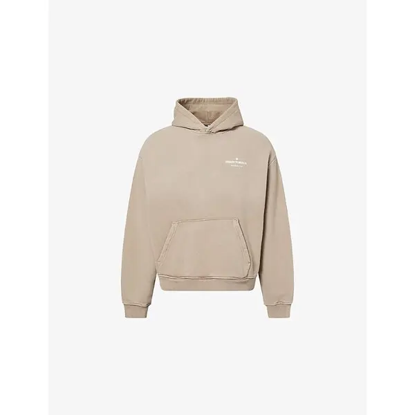 THE COUTURE CLUB Spray-wash Logo-print Cotton Hoody Xxl - Beige