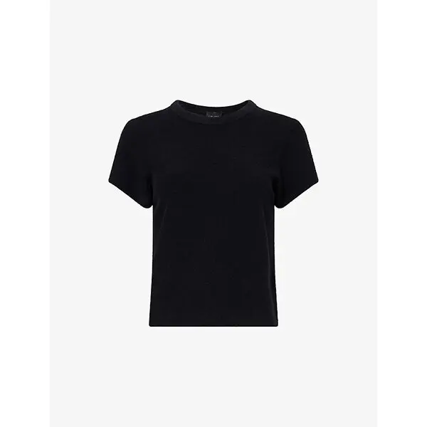 ME+EM Round-neck Textured Cotton-blend T-shirt - Black
