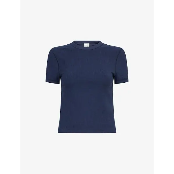 On Ribbed Stretch-cotton T-shirt - Midnight