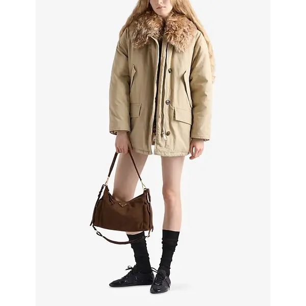 Prada Suede Shoulder Bag - Brown
