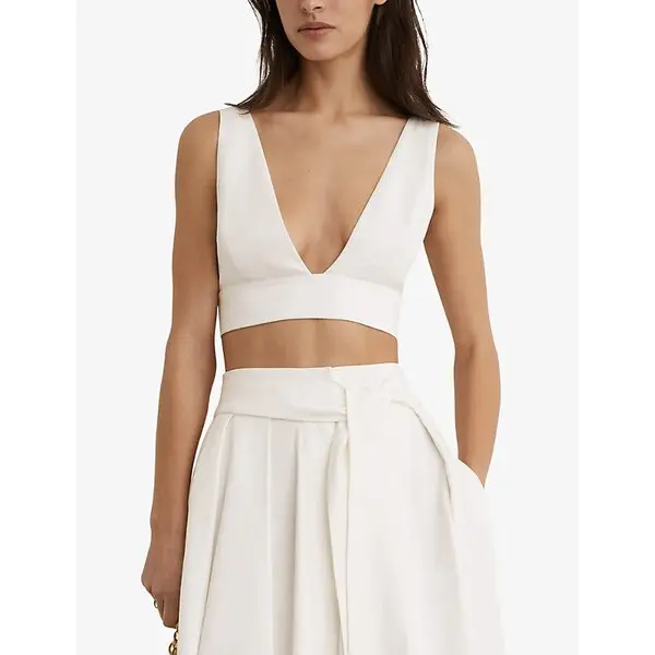 REISS Simone Tie-back Cropped Top