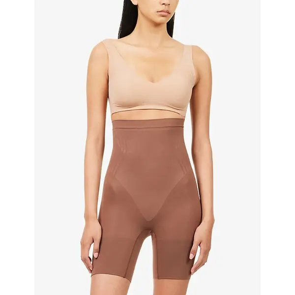 Spanx Sculpt High-waist Mid-thigh Shorts - Ganache