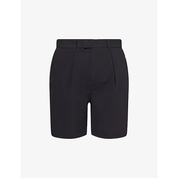 THE COUTURE CLUB Tailored Pleated Cotton Shorts - Black