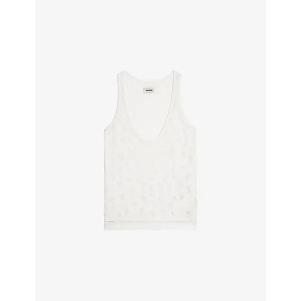 Zadig&Voltaire Jossy Pointelle Cotton Tank Top - Eggshell