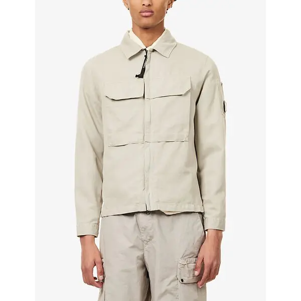 C.P. COMPANY Flap-pocket Logo-hardware Cotton And Linen-blend Overshirt