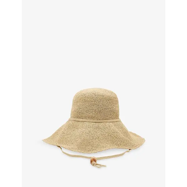 REISS Annetta Beaded-strap Straw Hat - Natural