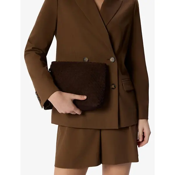 Whistles Avah Zipped Suede Clutch - Brown