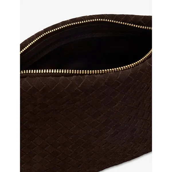 Whistles Avah Zipped Suede Clutch - Brown