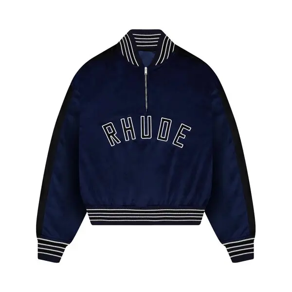 Rhude Velour Track Quarter Zip - Blue