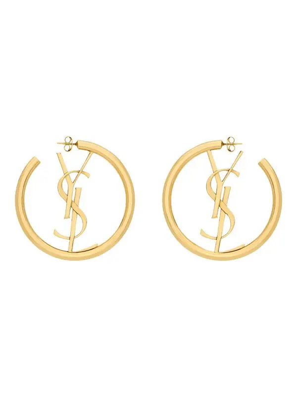 Saint Laurent Cassandre Hoop Earrings - Metallic