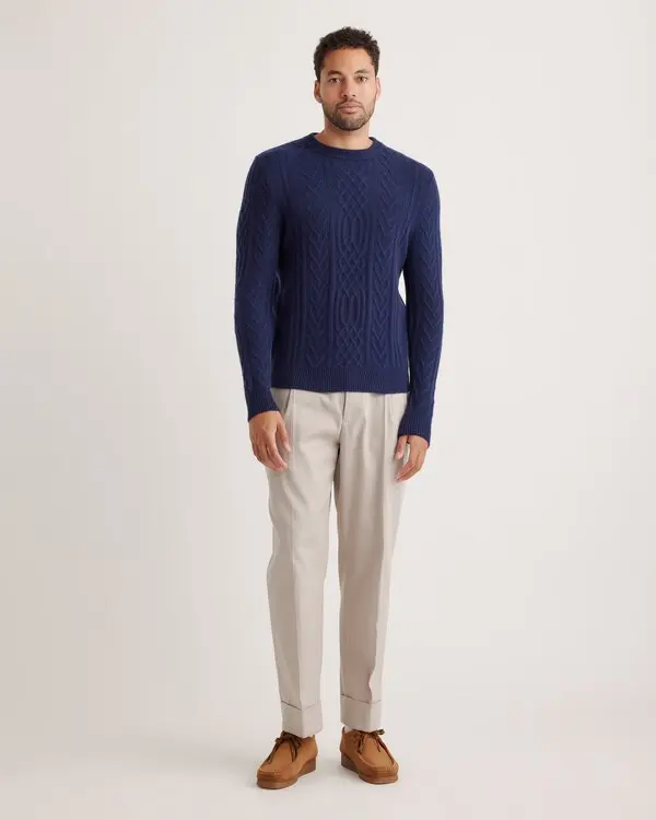 Quince Mongolian Spring Cashmere Cable Crewneck Sweater