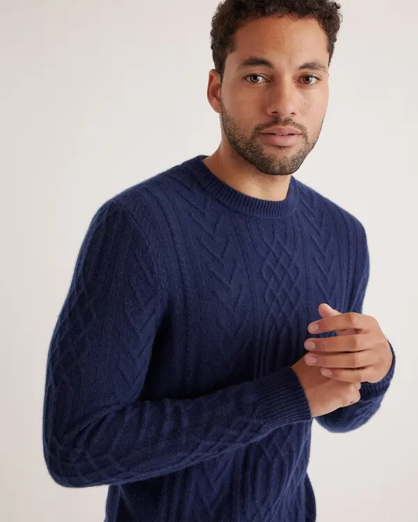 Quince Mongolian Spring Cashmere Cable Crewneck Sweater