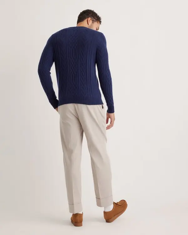 Quince Mongolian Spring Cashmere Cable Crewneck Sweater