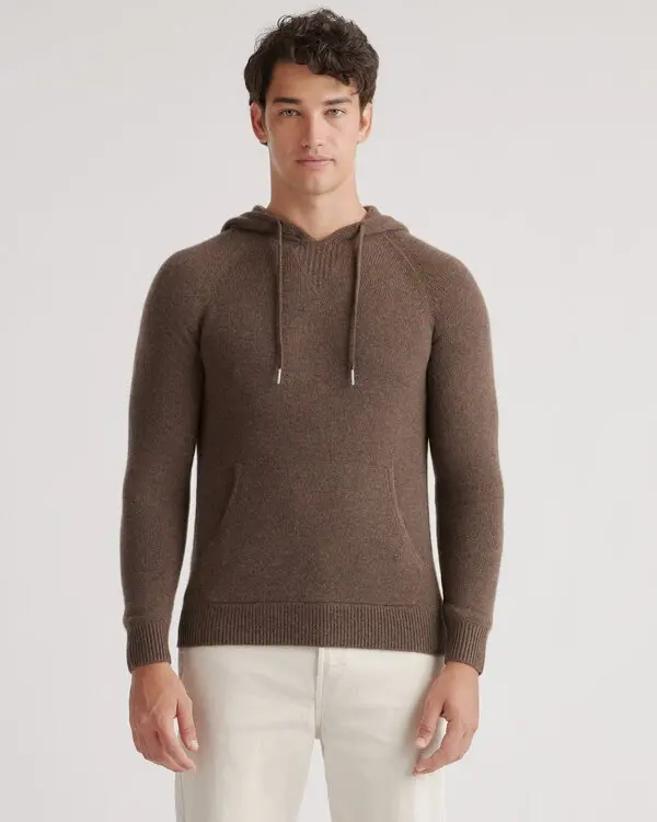 Quince Mongolian Spring Cashmere Pullover Hoodie - Brown