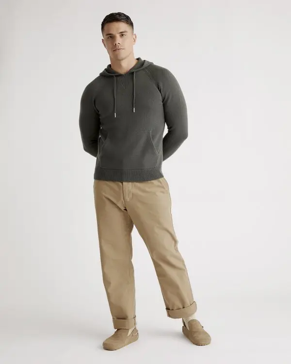 Quince Mongolian Spring Cashmere Pullover Hoodie - Moss