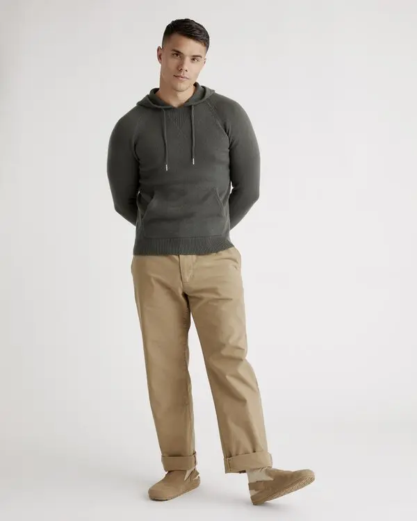 Quince Mongolian Spring Cashmere Pullover Hoodie - Moss
