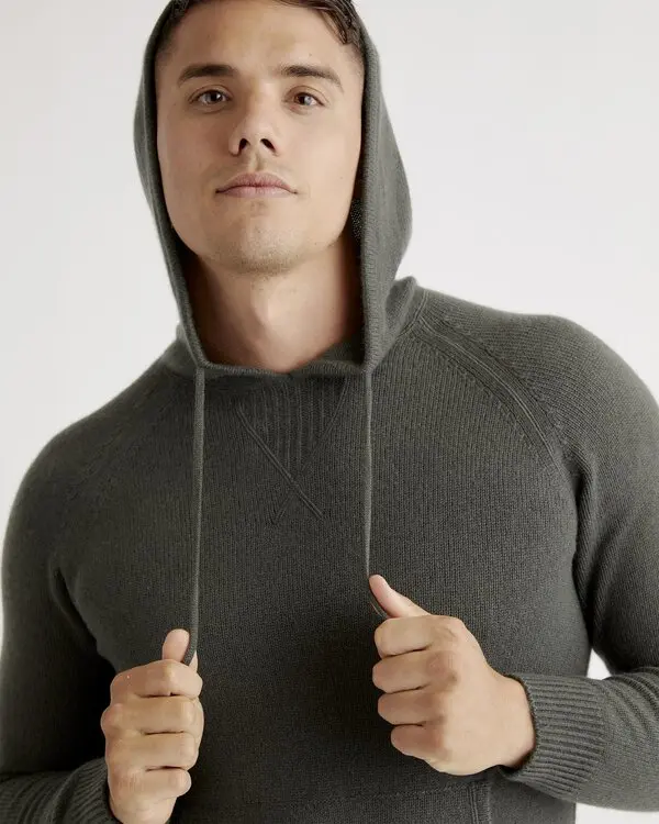 Quince Mongolian Spring Cashmere Pullover Hoodie - Moss