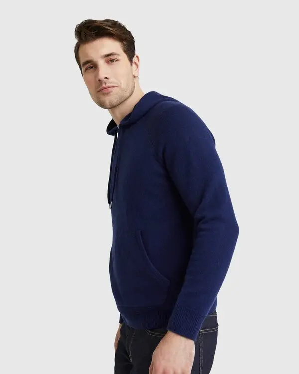 Quince Mongolian Spring Cashmere Pullover Hoodie - Navy