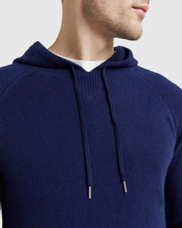 Quince Mongolian Spring Cashmere Pullover Hoodie - Navy