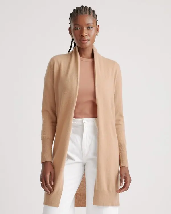 Quince Mongolian Spring Cashmere Duster Cardigan - Camel
