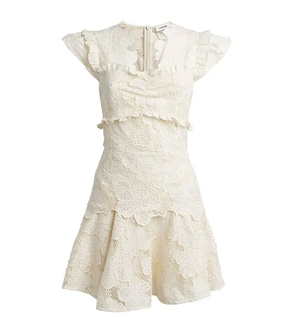 Sandro Lace Guipure Mini Dress - Beige