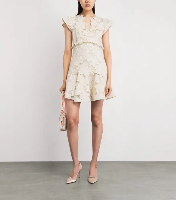 Sandro Lace Guipure Mini Dress - Beige