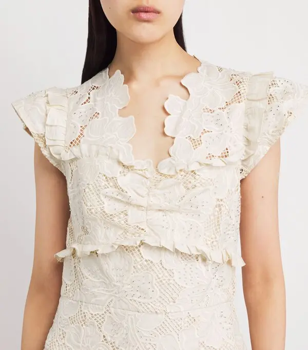 Sandro Lace Guipure Mini Dress - Beige