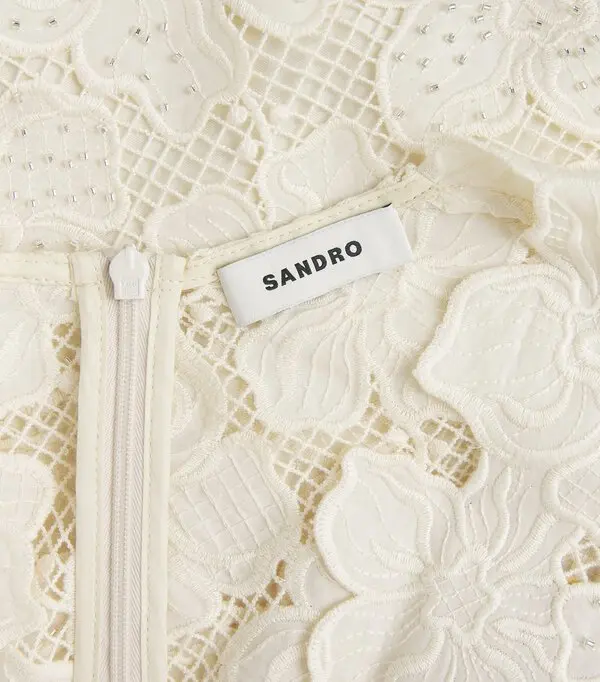 Sandro Lace Guipure Mini Dress - Beige